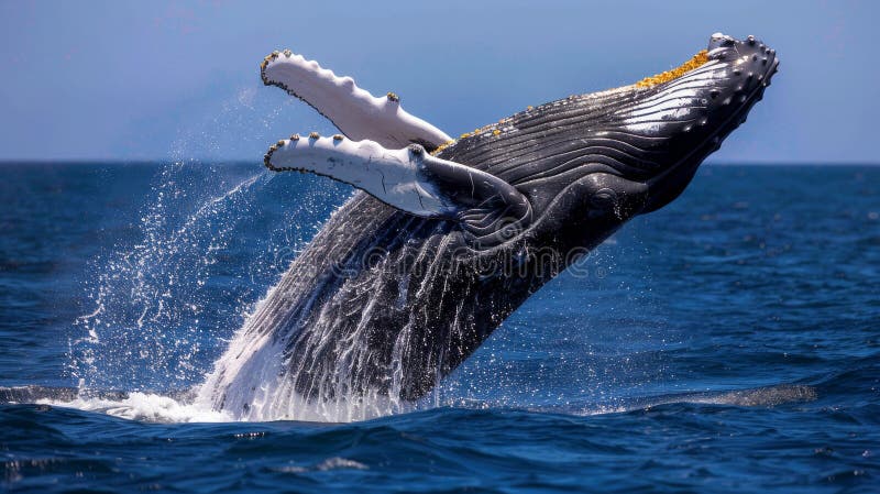 Blue Whale Jump Out from Ocean Stock Photo - Image of wild, wildlife ...
