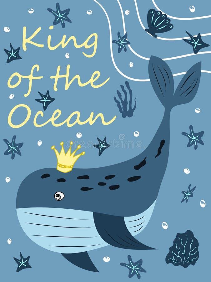 The Blue Whale is the King of the Ocean. Stock Vector - Illustration of ...
