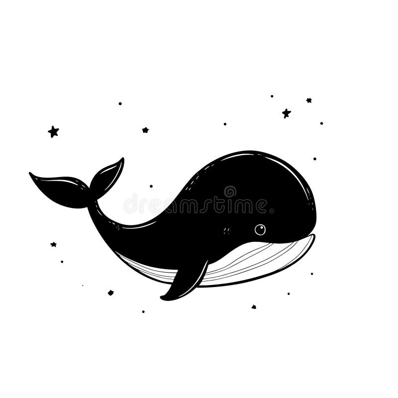 Blue Whale. Blue Whale Simple Black and White Line Art Vector Logo ...