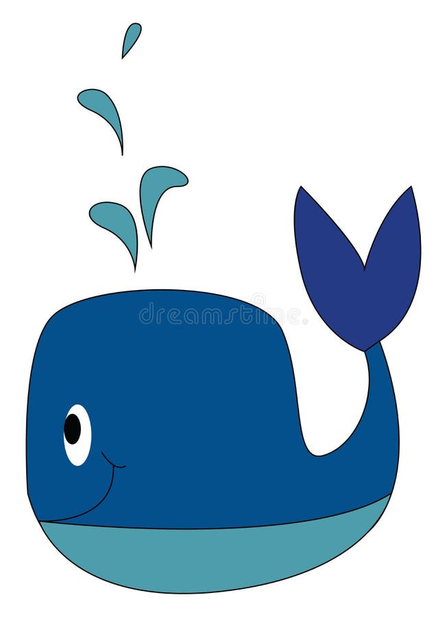 Whale Smiling Character Isolated on White. Stock Vector - Illustration ...