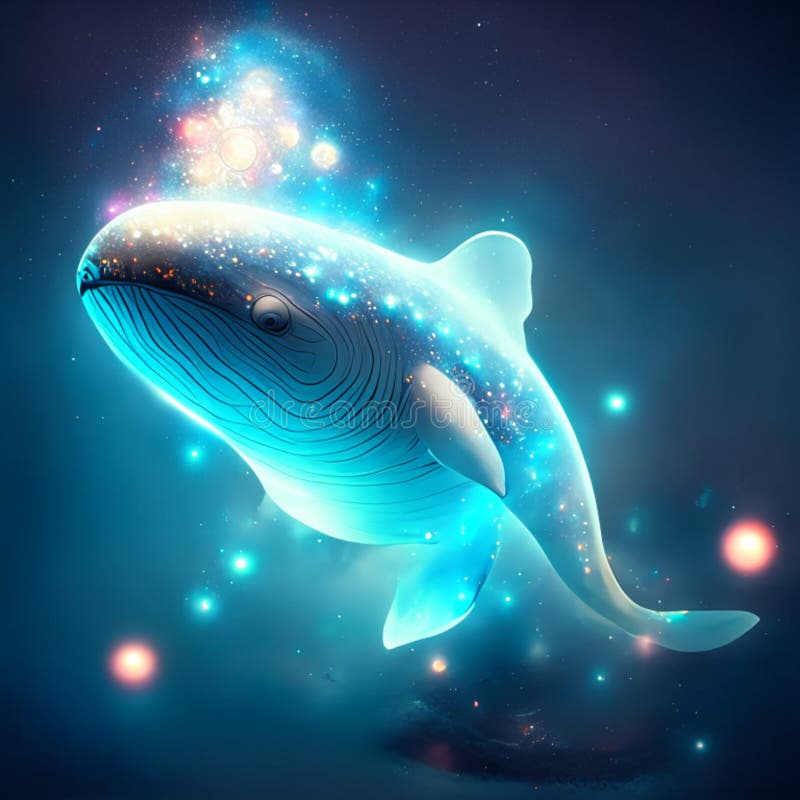 Blue Whale in Space. Realistic Vector Illustration of a Blue Whale ...