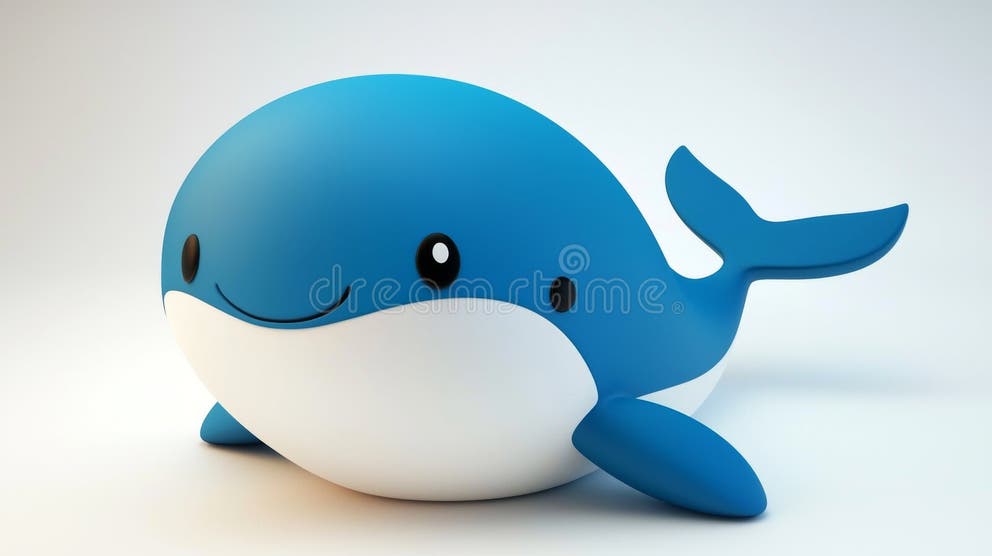 The Blue Whale is Stylized and Smiling in a Friendly Manner. Stock ...