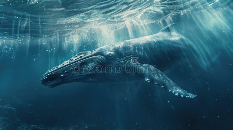 A Blue Whale Swimming in the Ocean. AIG51A Stock Image - Image of ...