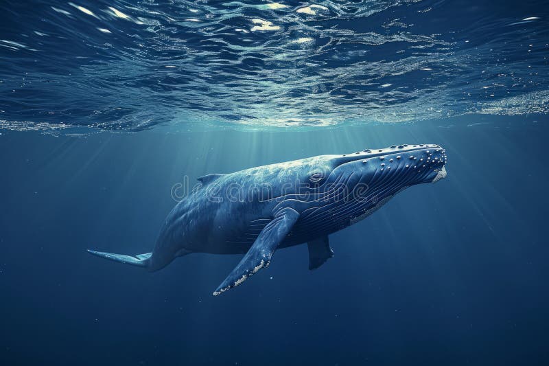 Blue Whale Swimming in Ocean Stock Photo - Image of deep, concept ...