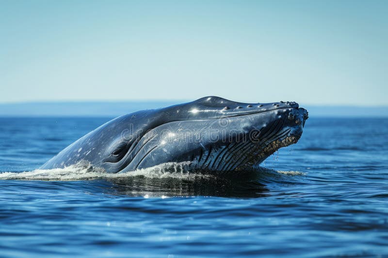 Blue Whale Swimming in Ocean Stock Photo - Image of wildlife, water ...