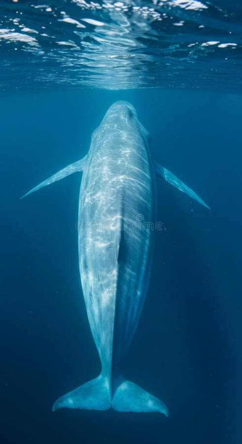 Blue Whale Underwater View, Deep Ocean, Aquatic Mammal Stock ...