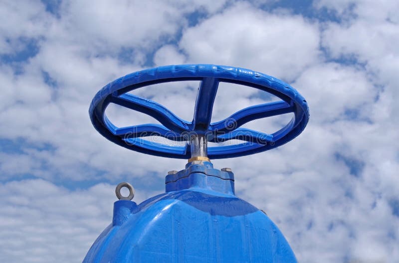 Blue Wheel Valve with Pipe on White Stock Photo - Image of ferrous ...