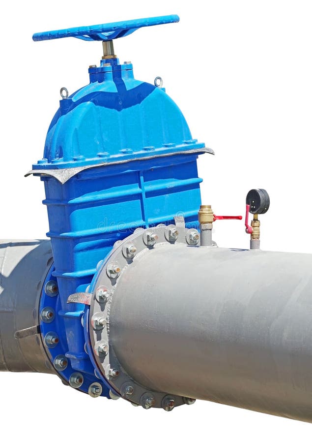 Blue Wheel Valve with Pipe on White Stock Image - Image of connection ...