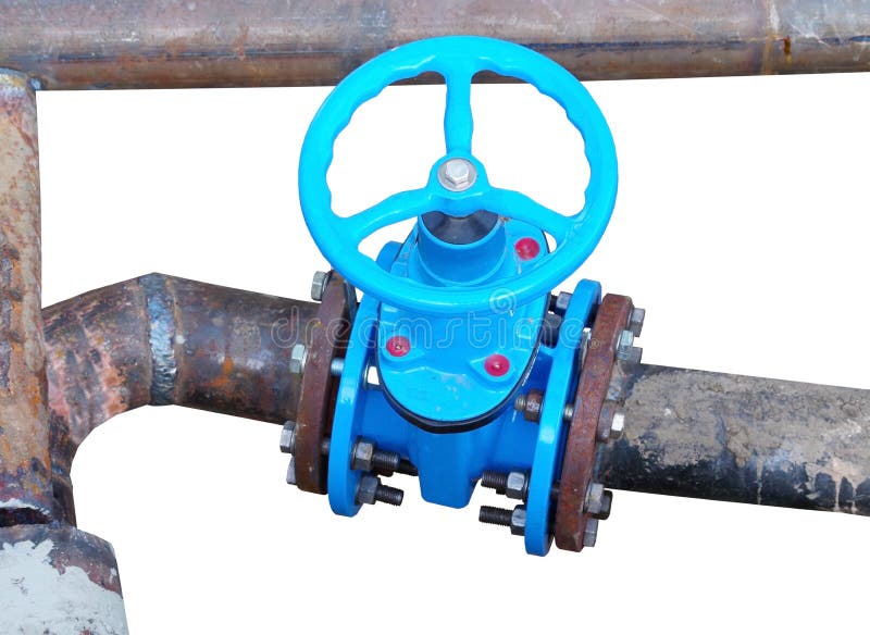 Red Wheel Valve stock image. Image of blue, pollution - 8629667