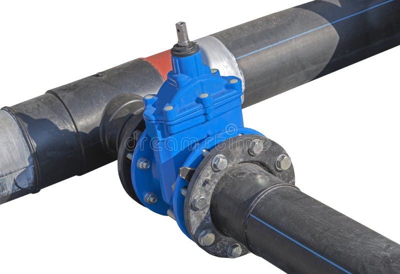 Blue Wheel Valve with Pipe on White Stock Image - Image of plumbing ...