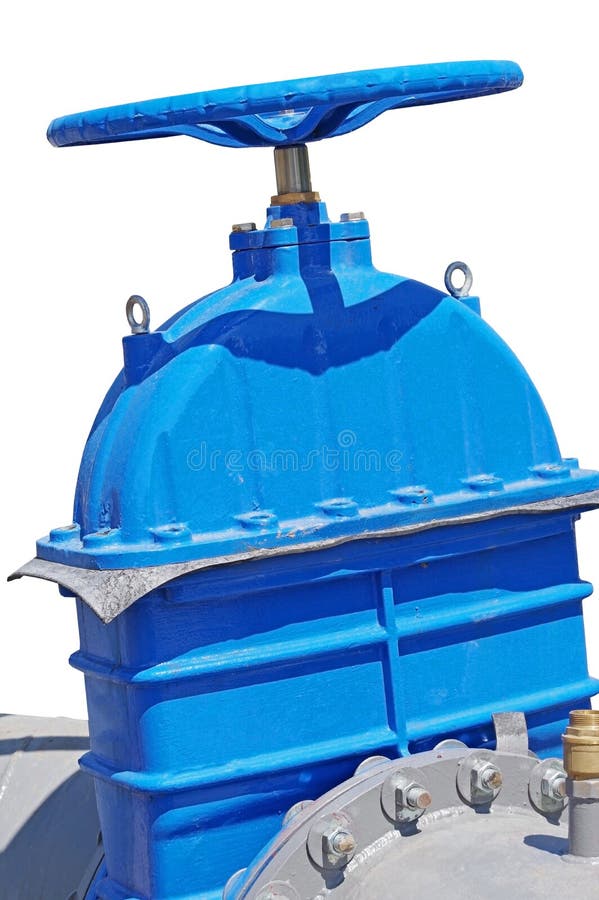 Blue Wheel Valve with Pipe on White Stock Photo - Image of pipeline ...