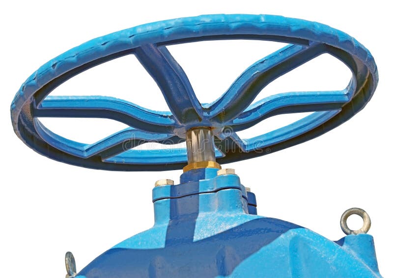 Blue Wheel Valve With Pipe On White Stock Image - Image of pipeline ...