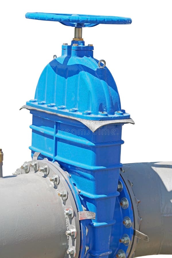 Blue Wheel Valve with Pipe on White Stock Photo - Image of metal ...