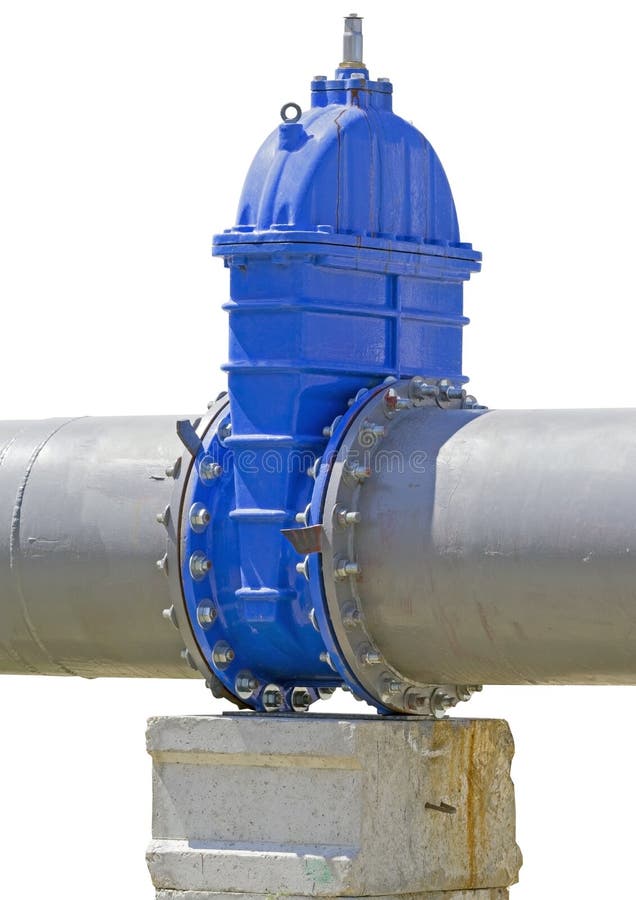 Blue Wheel Valve with Pipe on White Stock Photo - Image of object ...