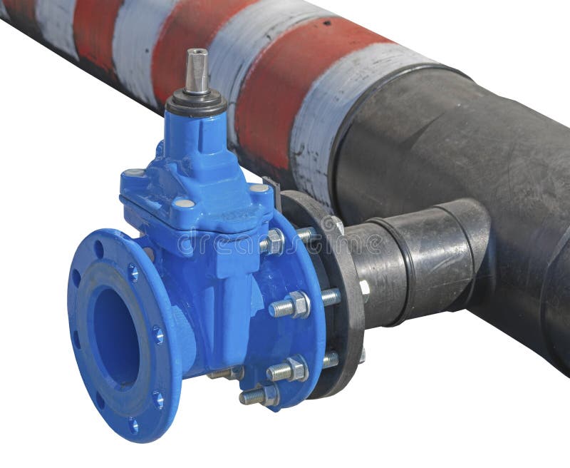 Blue Wheel Valve with Pipe on White Stock Photo - Image of control ...