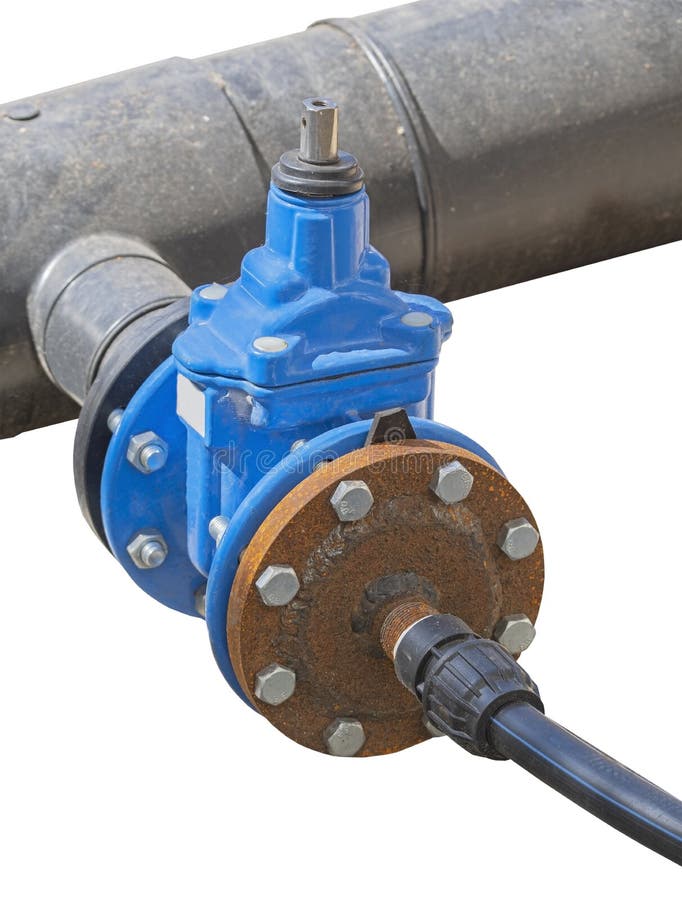 Blue Wheel Valve with Pipe on White Stock Photo - Image of pipe ...