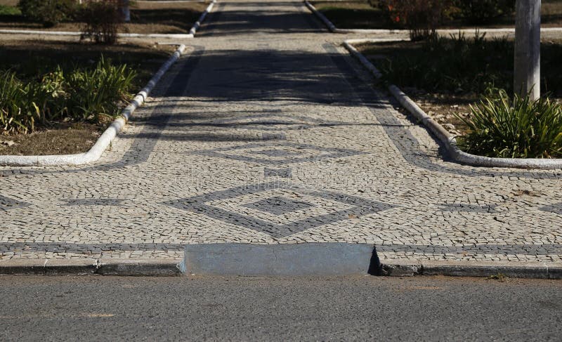 Blue Wheelchair Ramp in Town Square Stock Image - Image of park ...