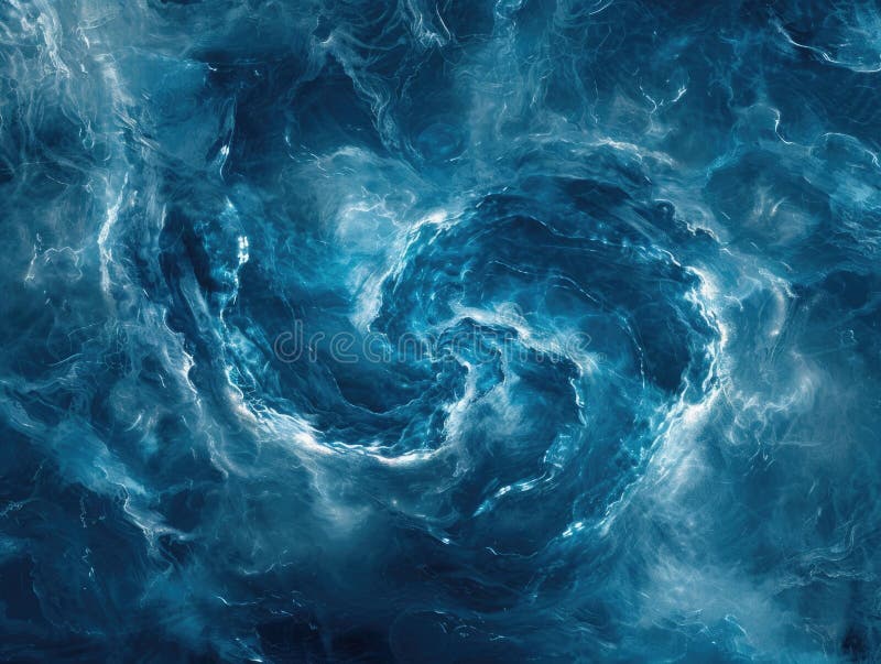 A Blue Whirlpool in the Open Ocean with White Foam and Seaweed Stock Photo - Image of underwater ...