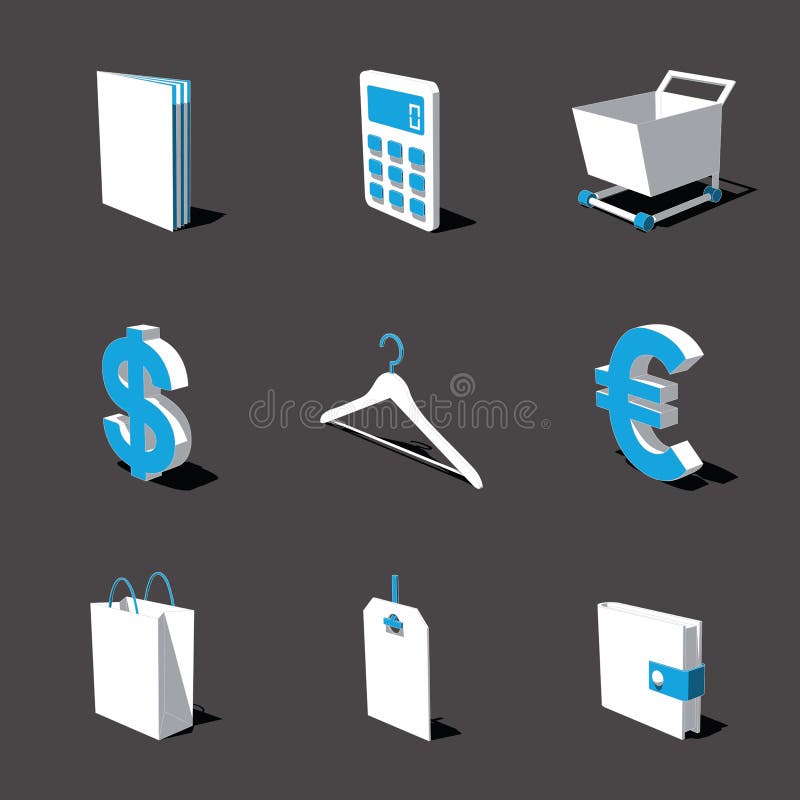 Blue-white 3D icon set 02 stock vector. Illustration of button - 3092795