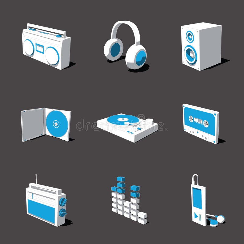 Blue-white 3D icon set 02 stock vector. Illustration of button - 3092795