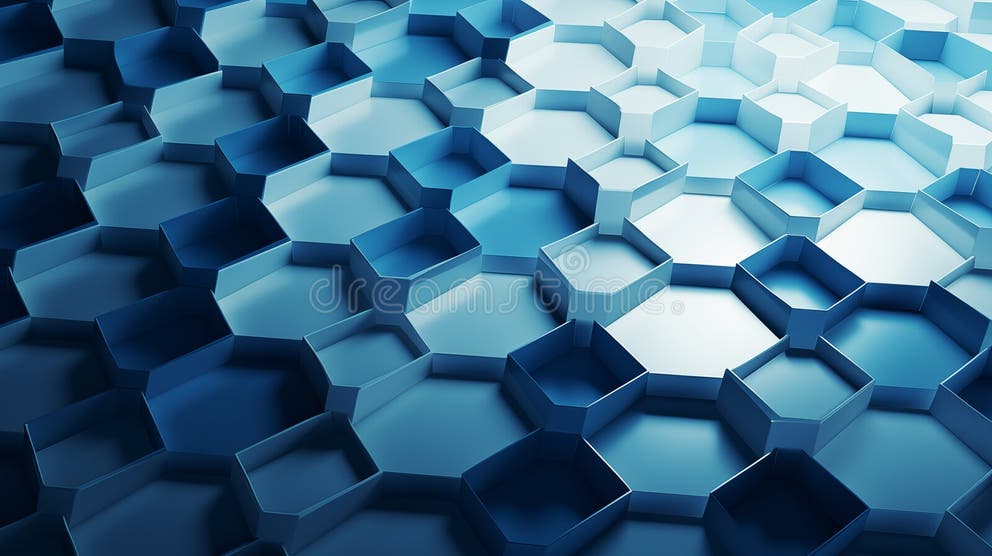 Blue and White Abstract Background, Textured by Hexagons. Perforated ...