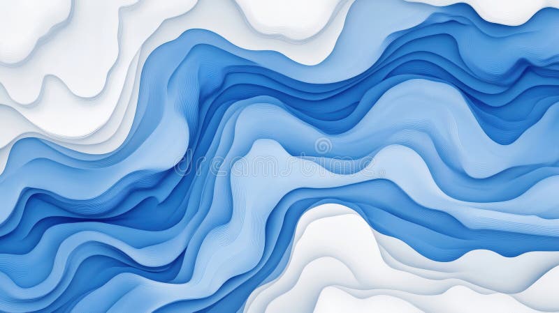 A Blue and White Abstract Background with Wavy Shapes Stock ...