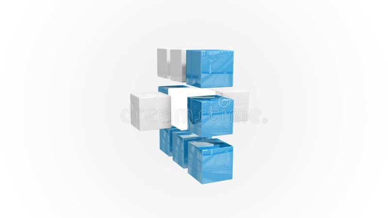 Blue and White Abstract Cube Grid Stock Video - Video of digital ...