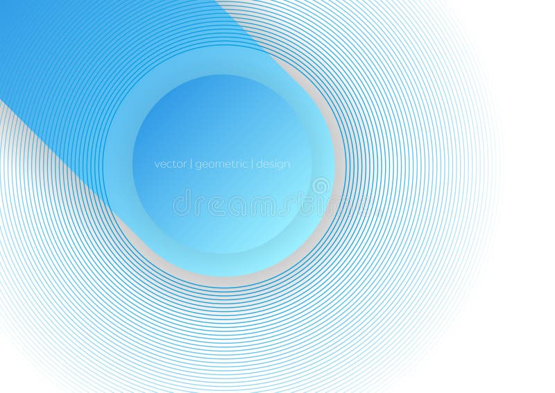 Blue White Abstract Geometric Tech Background with Linear Circles Stock ...