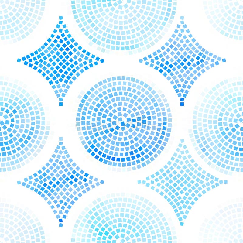 Blue and White Abstract Mosaic Seamless Pattern. Stock Vector ...