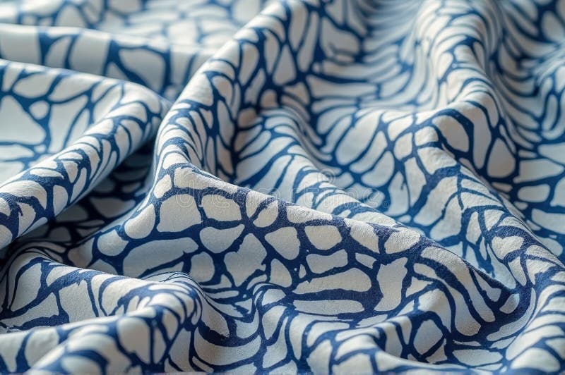 Blue and White Abstract Patterned Fabric with Wavy Texture Stock Photo ...