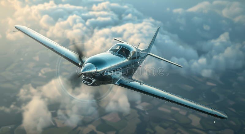 Blue and White Airplane Flying through the Sky Stock Image - Image of ...