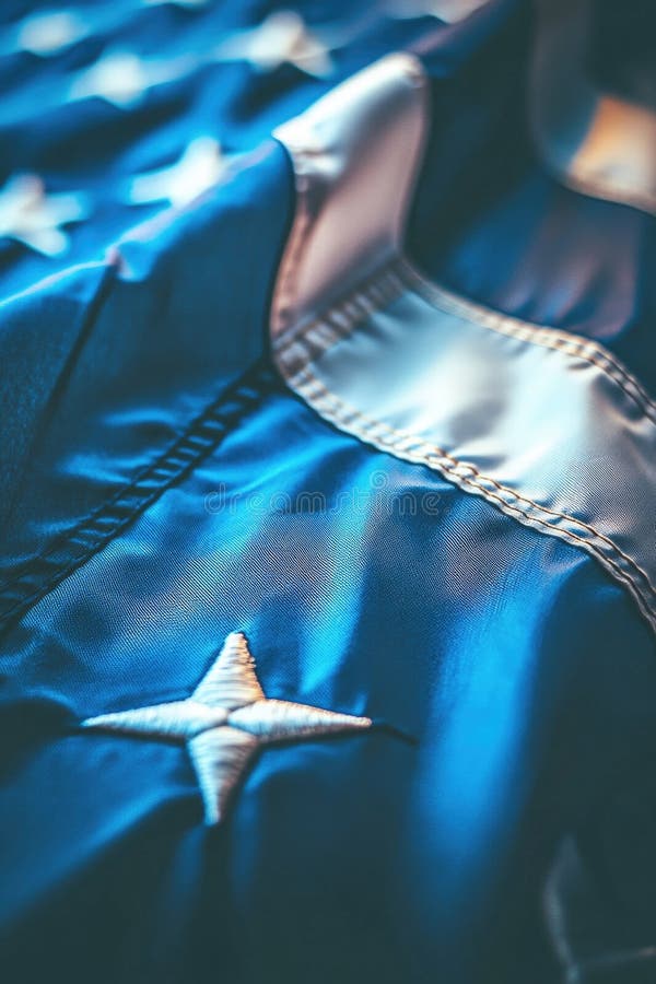 Blue and White American Flag with a Star on it Stock Photo - Image of ...
