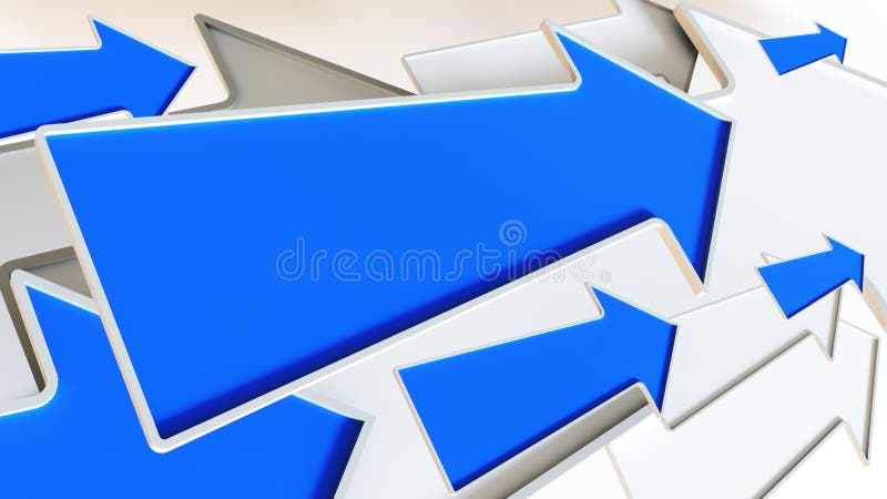 Blue and White Arrows with Place for Text or Logo. 3D Rendering. Blank ...
