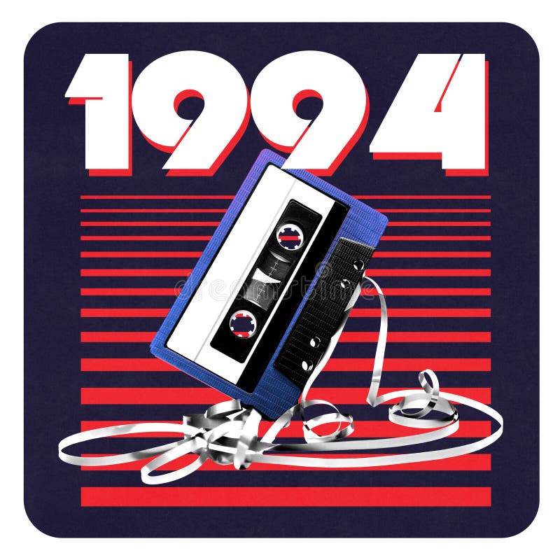 Blue and White Audio Cassette Tape with Its Magnetic Ribbon Unspooled ...