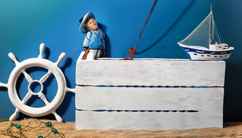 Blue White Background with Sailor Theme Stock Illustration ...