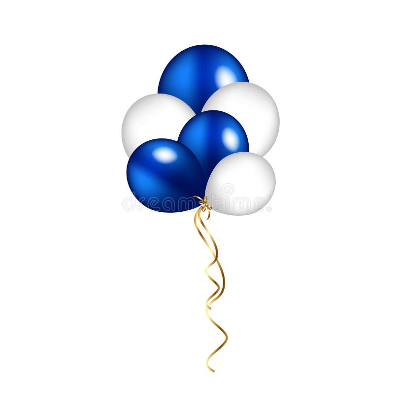 Blue and White Balloons Flying Up, Realistic Vector Stock Vector ...