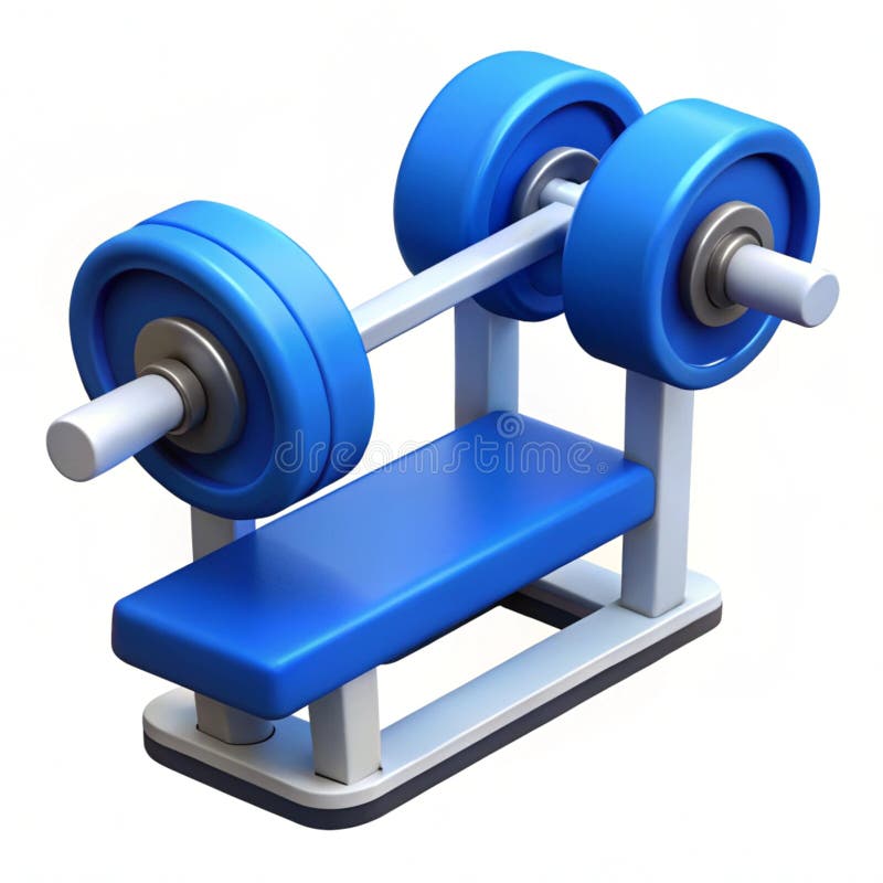 Blue and White Bench Press with Weights Isolated on Transparent ...