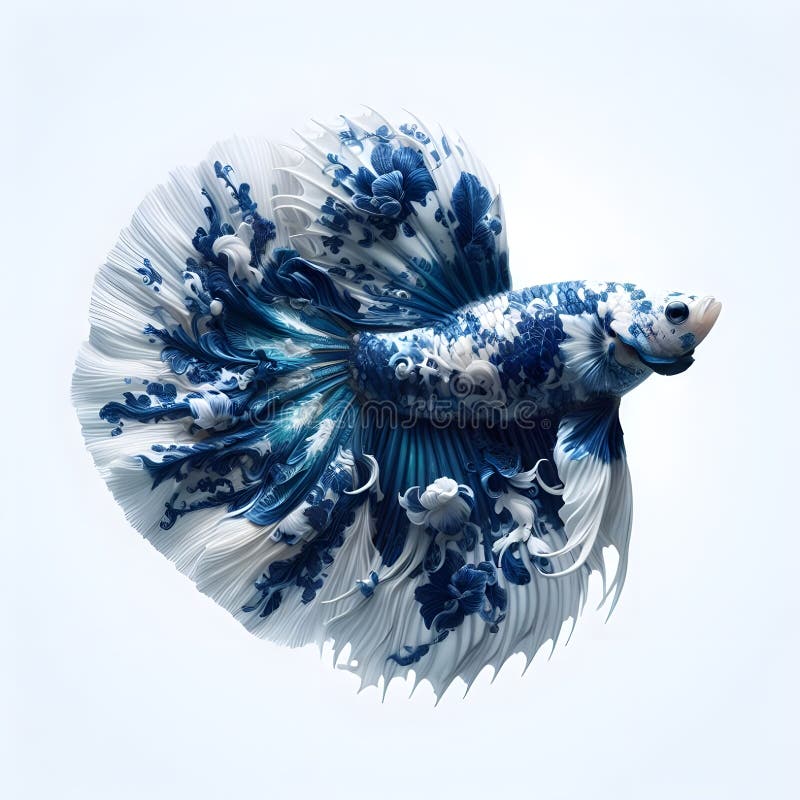 Blue and White Betta Fish. stock illustration. Illustration of contrast ...