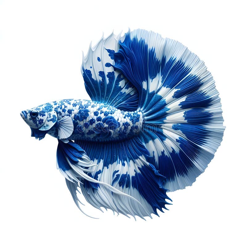Blue and White Betta Fish. stock illustration. Illustration of elegance ...