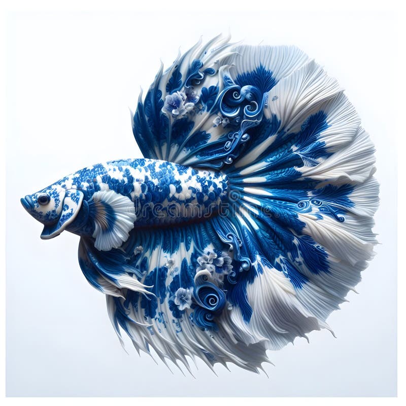 Blue and White Betta Fish. stock illustration. Illustration of betta ...