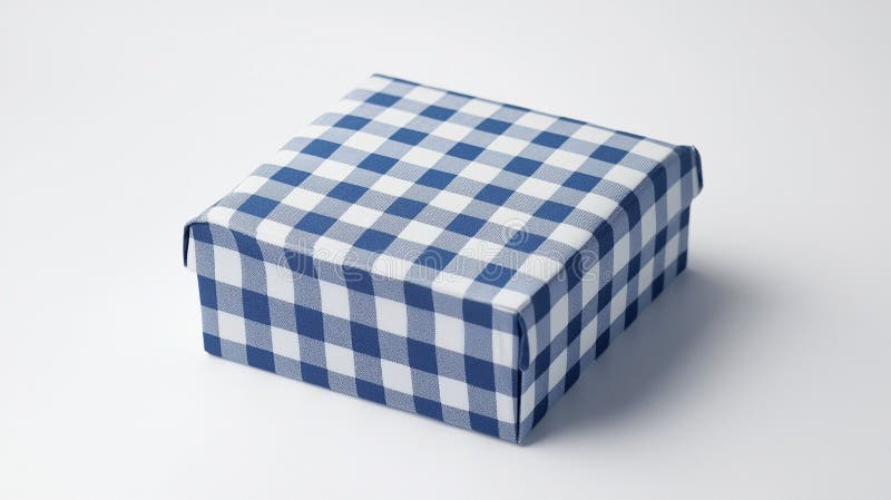 A Blue and White Box with a Checkered Pattern Stock Illustration ...