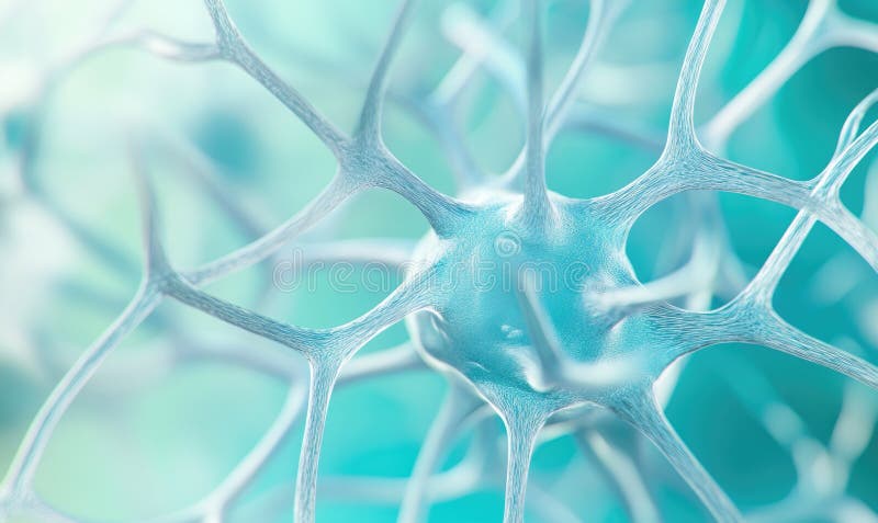 A Blue and White Brain Cell with a Blue Nucleus Stock Illustration ...