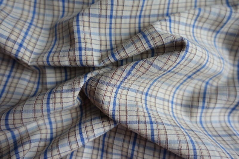 Blue White Brown Checkered Cotton Soft Folds Stock Photos - Free ...