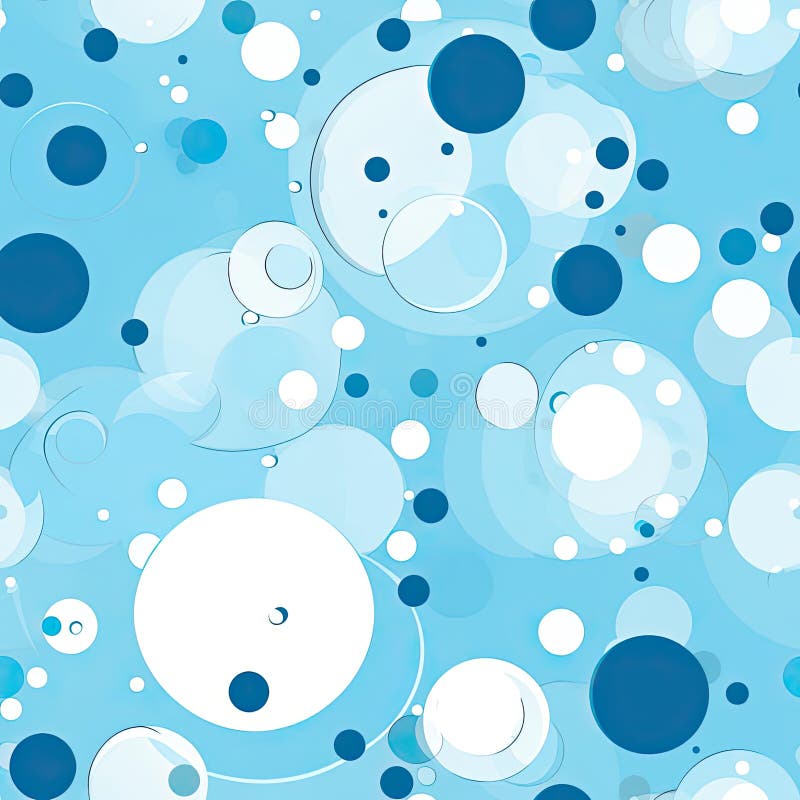 Blue and White Bubble Pattern with Playful Forms (tiled) Stock Illustration - Illustration of ...