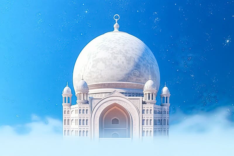 A Blue and White Building with a Dome on Top. Stock Photo - Image of ...