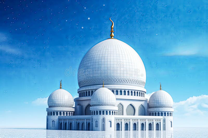A Blue and White Building with a Dome on Top. Stock Image - Image of ...