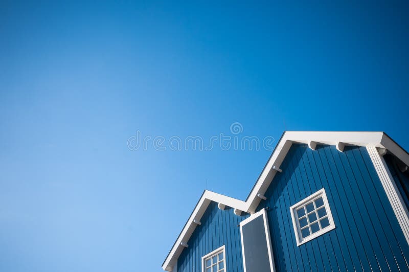 Blue and White Building Facade Stock Image - Image of house ...