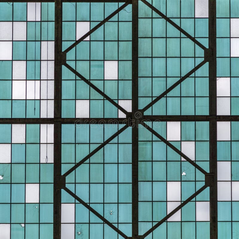 A Blue and White Building with a Lot of Windows Stock Image - Image of ...