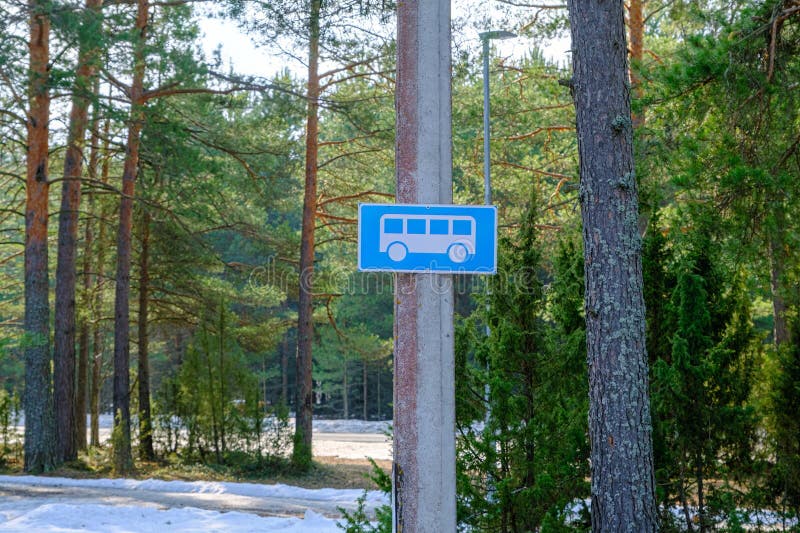 Blue and White Bus Parking Sign with Bus Icon. Stock Photo - Image of ...