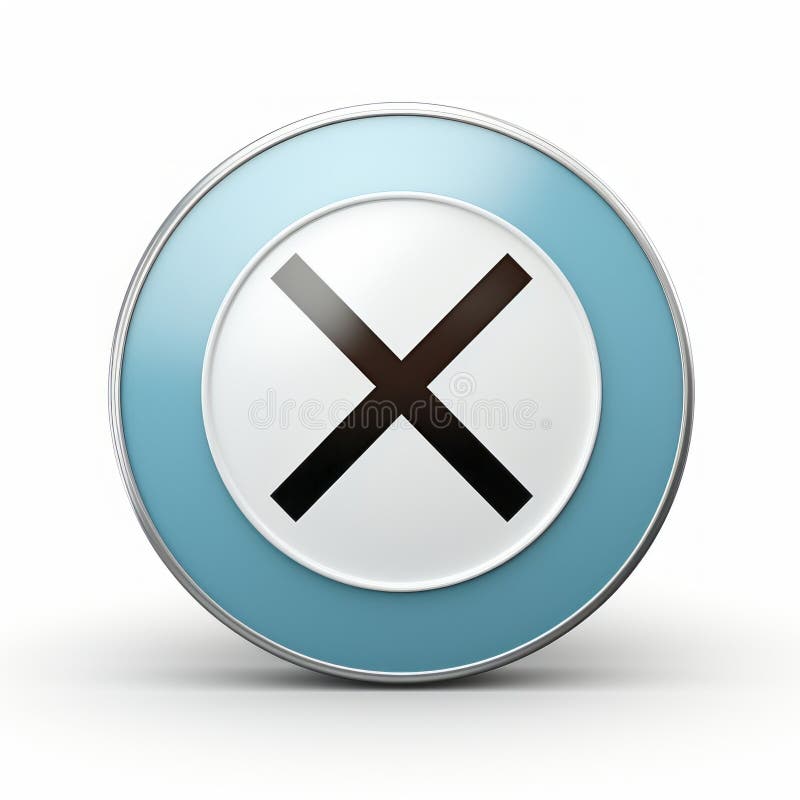 A Blue and White Button with an X Sign on it Stock Illustration ...